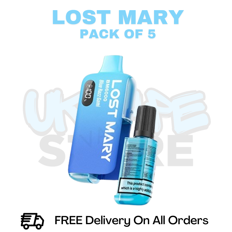 Blue Razz Gami Lost Mary BM6000 6K Puff Box Of 5 – UK Vape Store